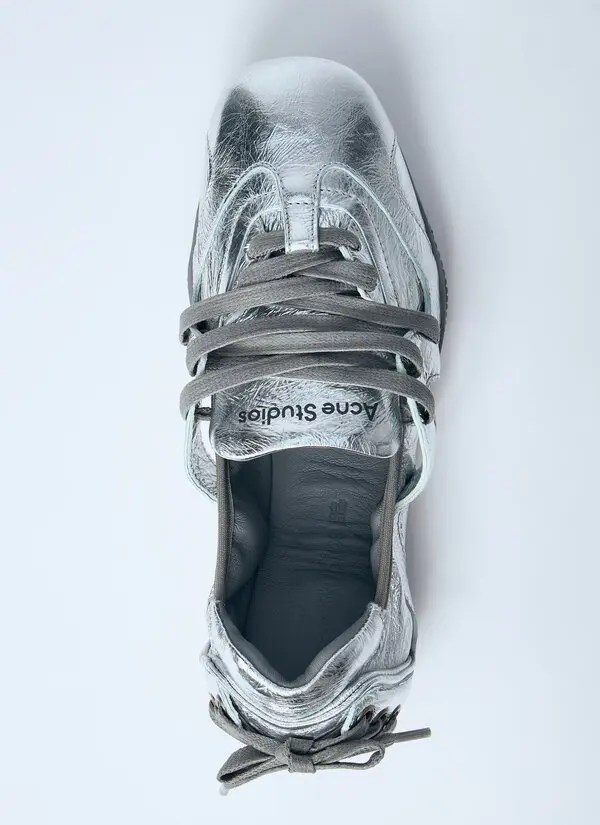 Acne Studios Metallic Leather Lace-up Shoes - Silver