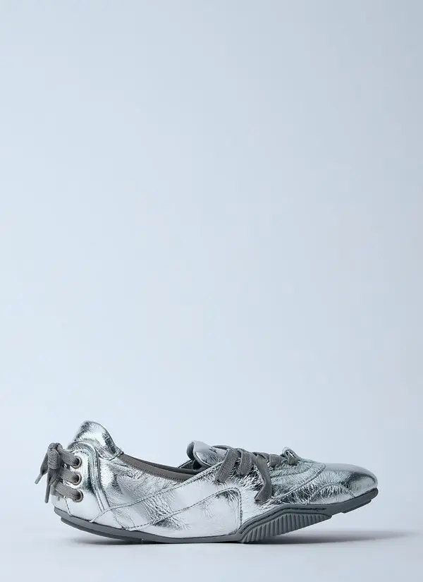 Acne Studios Metallic Leather Lace-up Shoes - Silver