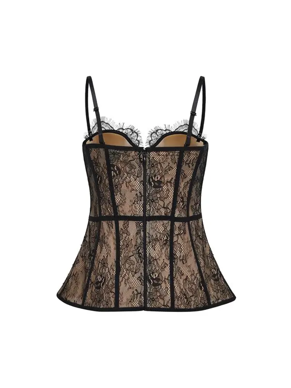 Giuseppe Di Morabito Black Lace Peplum Bustier Top