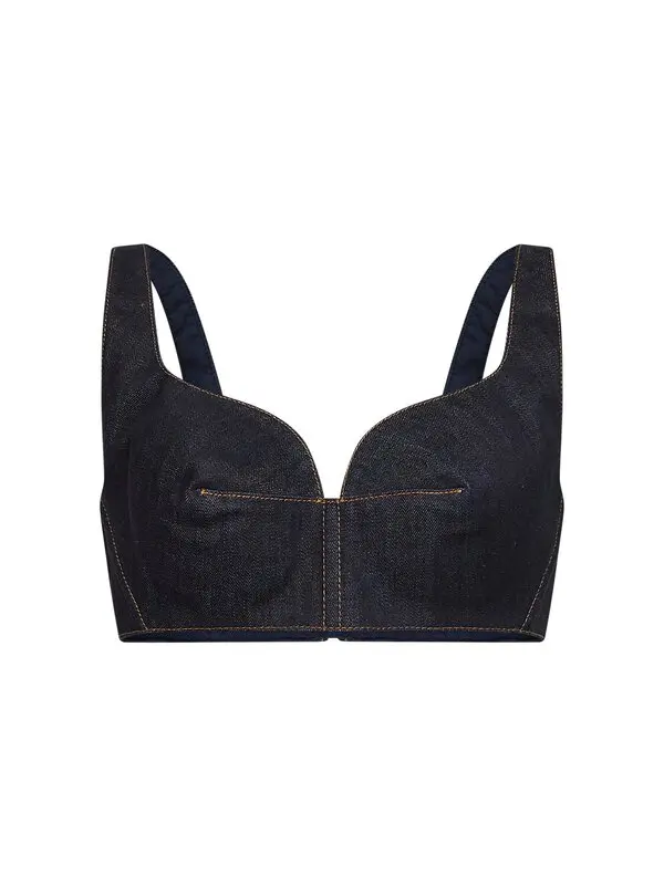 Givenchy Dark Blue Raw Denim Bra Top - Multicolor