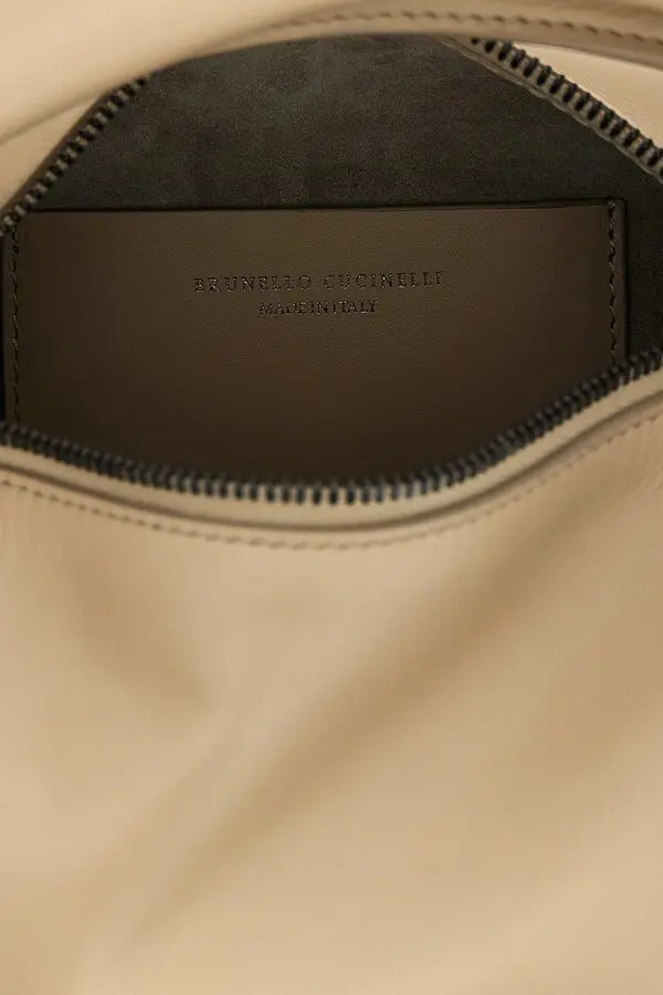 Brunello Cucinelli Hobo Duo Calf Leather Bag With Monile Detail