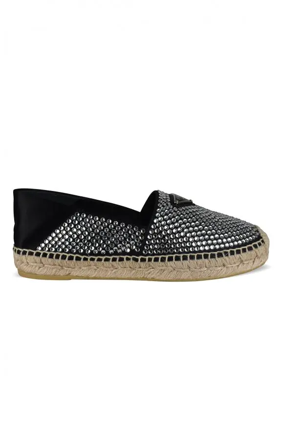 Prada Embellished Espadrilles - Black