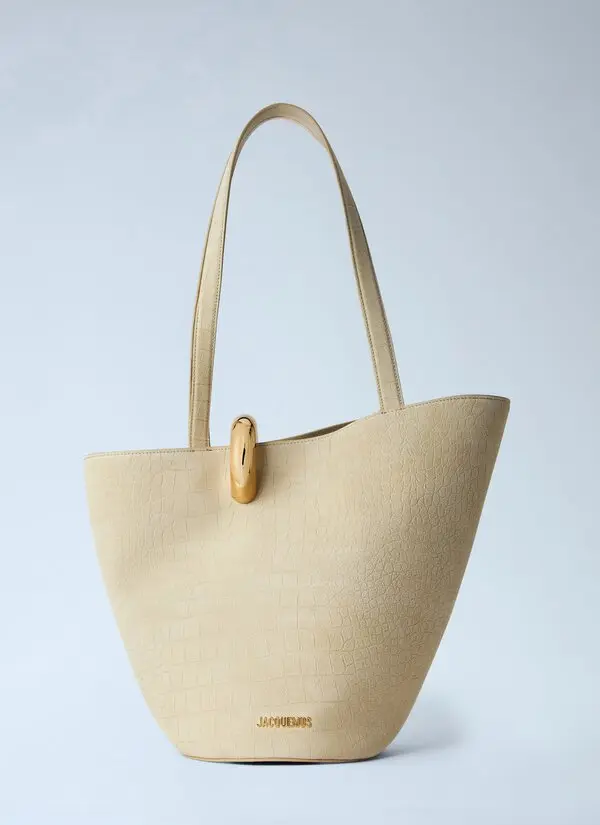 Jacquemus Le Bambola Moyen Textured Leather Tote Bag - Cream