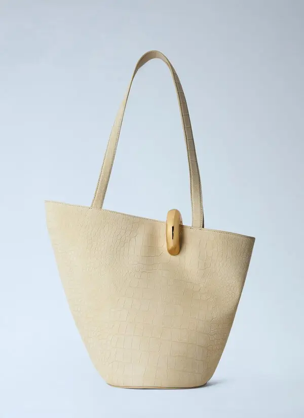 Jacquemus Le Bambola Moyen Textured Leather Tote Bag - Cream