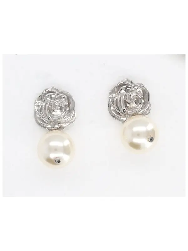 Magda Butrym Rose And Pearl Drop Earrings