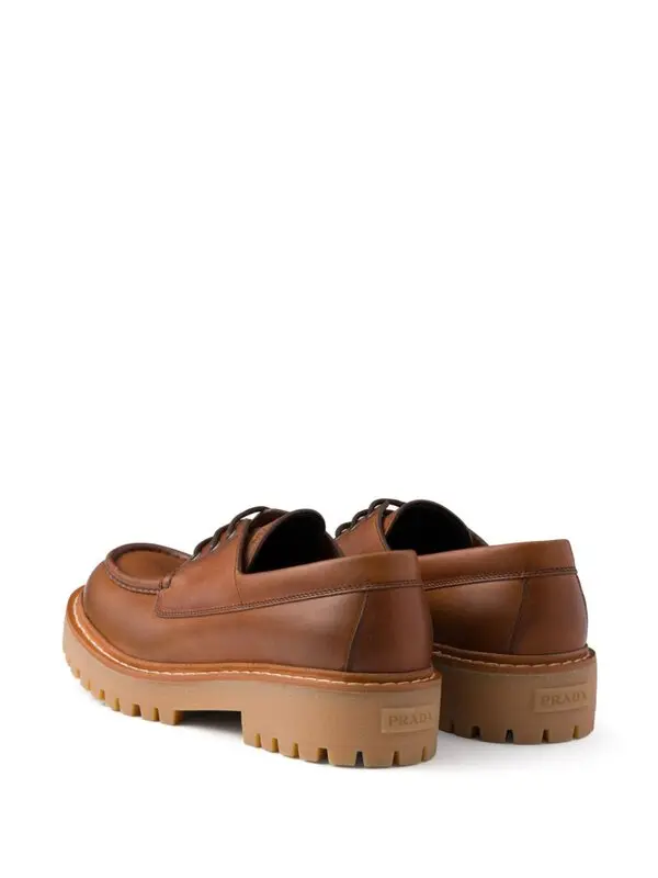 Prada Leather Lace-up Loafers - Multicolor