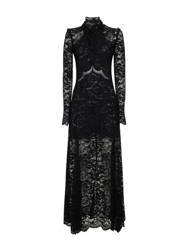 Rabanne Black Lace Long Dress - Multicolor
