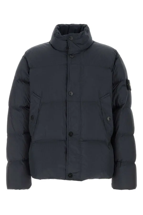 Stone Island Navy Nylon Down Jacket - Blue