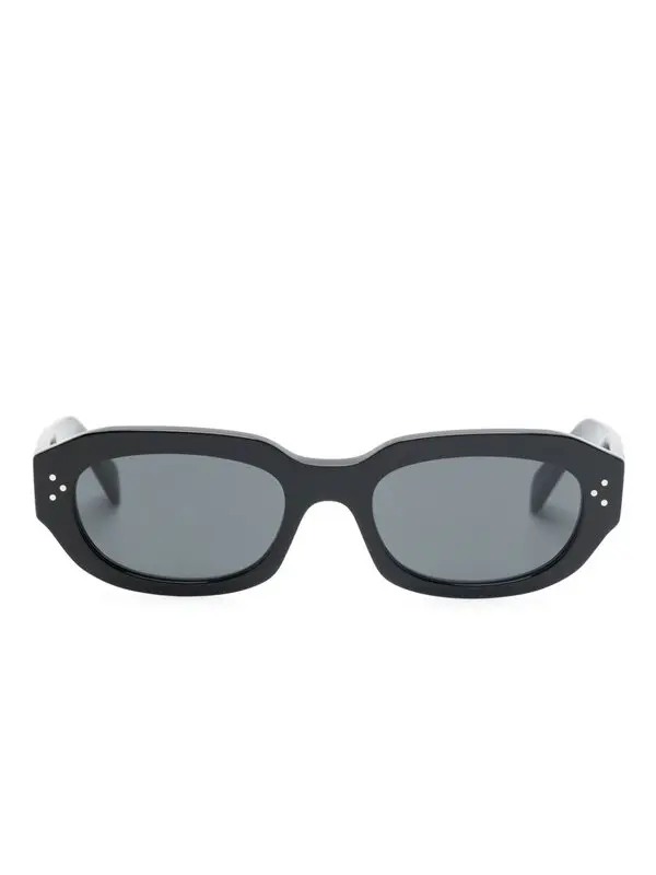 Celine Black Oval Frame Sunglasses With Engraved Logo - Multicolor