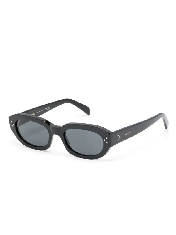Celine Black Oval Frame Sunglasses With Engraved Logo - Multicolor