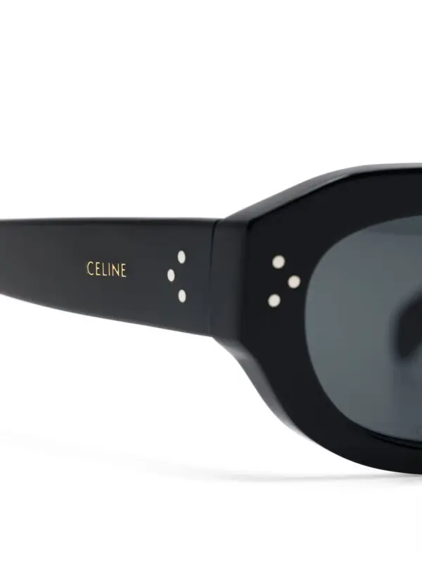 Celine Black Oval Frame Sunglasses With Engraved Logo - Multicolor