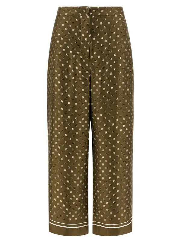 Max Mara Mstottelia Silk Twill Scarf Print Pants - Green