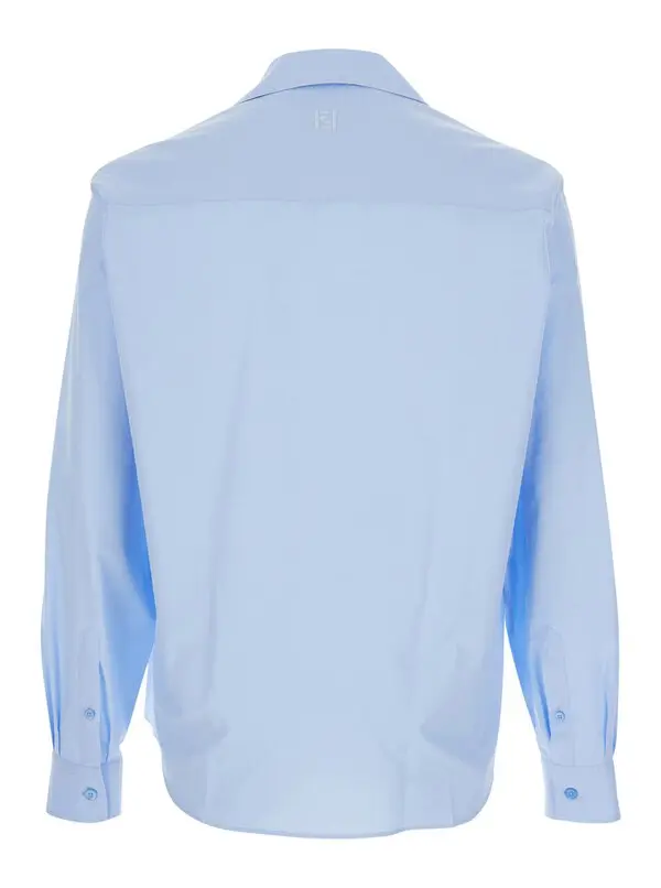 Fendi Light Blue Shirt With Classic Collar In Cotton For - Multicolor