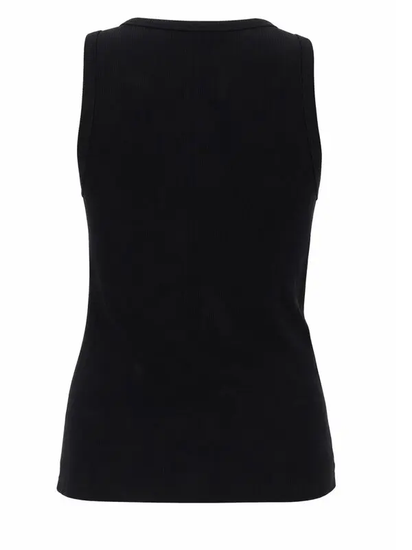 Rabanne Cotton Tank Top With Piercing Detail - Black