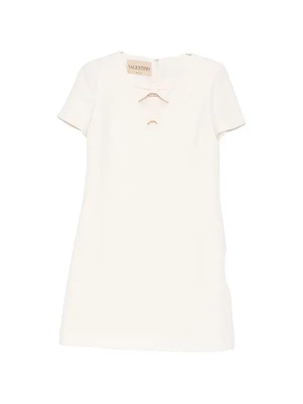 Valentino Garavani Wool And Silk Blend Short Dress With Cut-out And Ribbon Detail - Multicolor