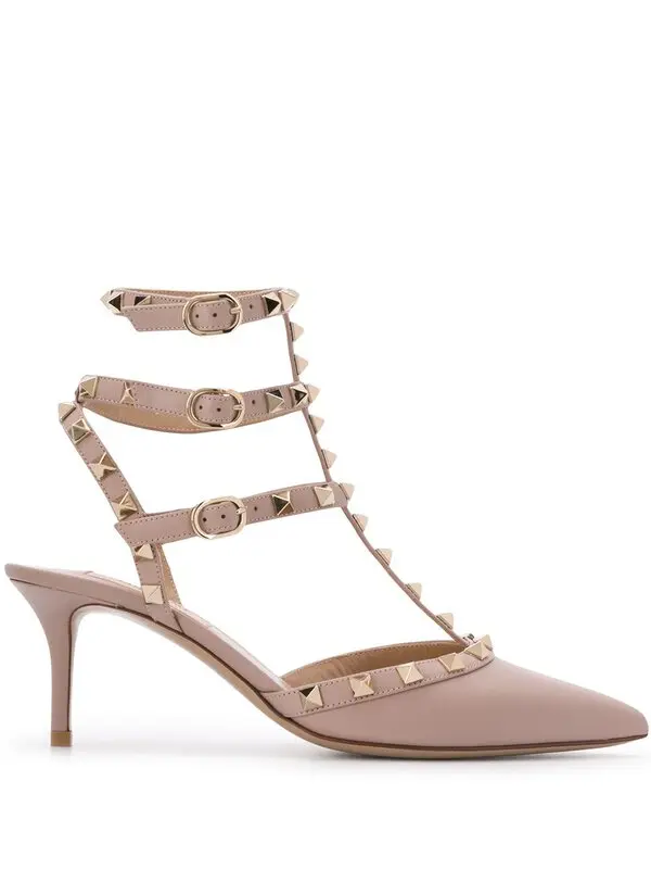 Valentino Garavani Rockstud Leather Pumps With Ankle Strap - Multicolor