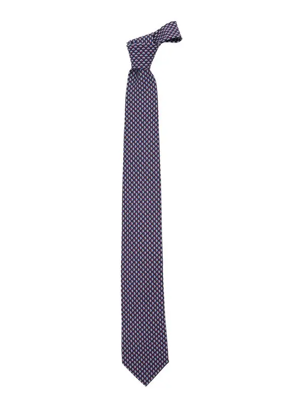 FERRAGAMO Silk Gancini Print Neck Tie - Multicolor