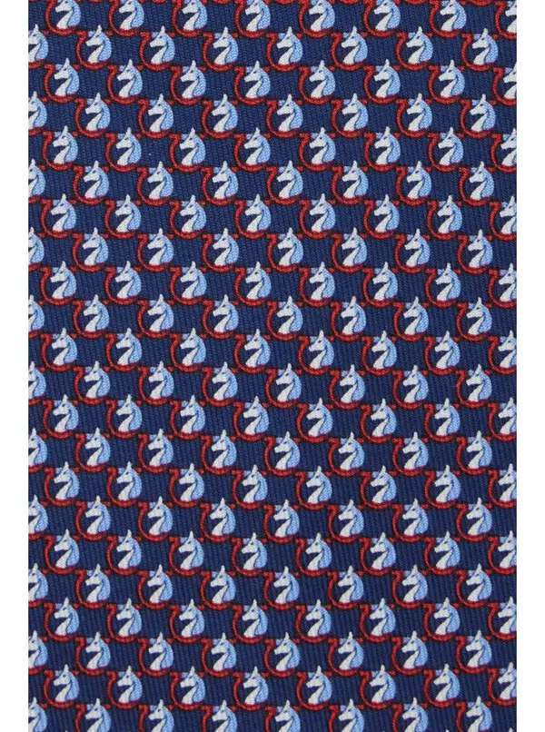 FERRAGAMO Silk Gancini Print Neck Tie - Multicolor