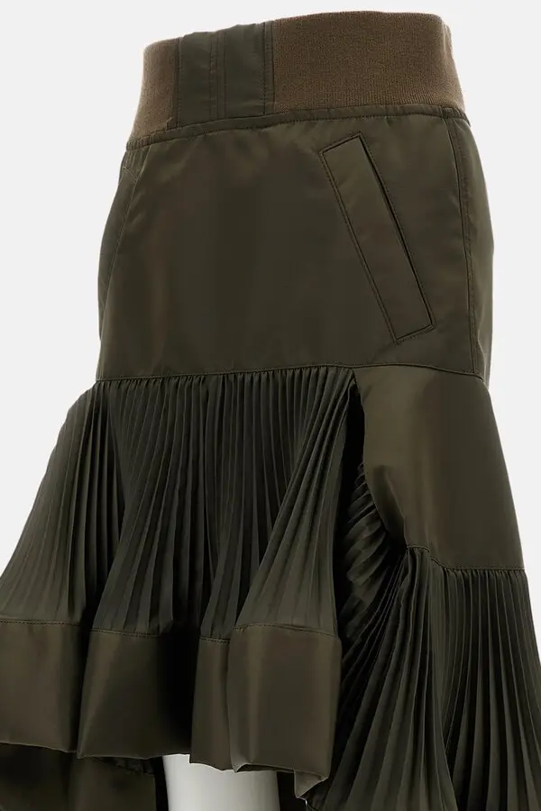 Sacai Asymmetrical Pleated Nylon Twill Skirt - Multicolor