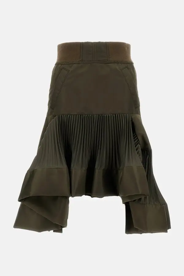 Sacai Asymmetrical Pleated Nylon Twill Skirt - Multicolor