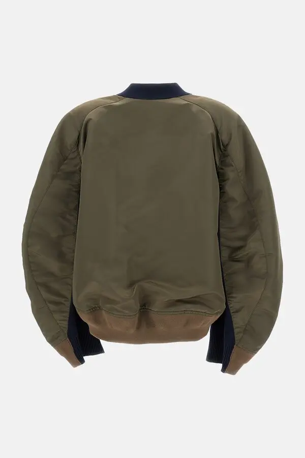 Sacai Hybrid Nylon Twill X Knit Cardigan - Multicolor