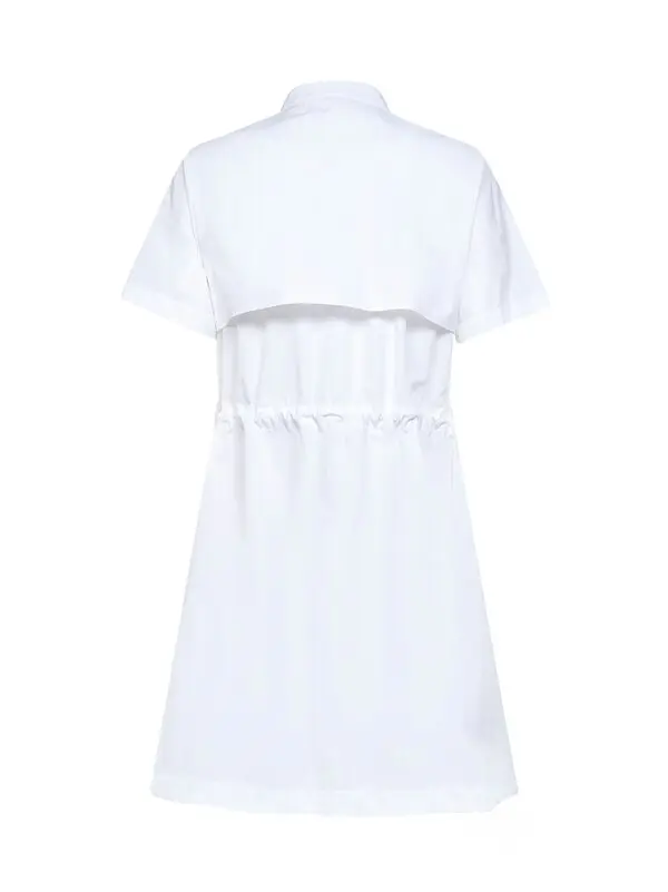 Burberry Cotton Poplin Short Dress With Mandarin Collar And Drawstring Waist
