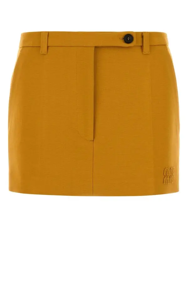 Miu Miu Stretch Viscose Blend Mini Skirt - Orange