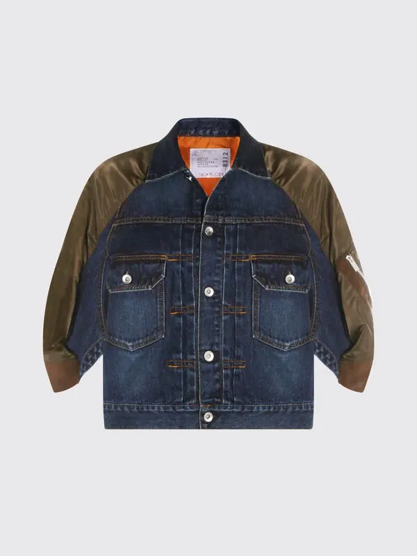 Sacai Denim X Nylon Twill Jacket - Blue