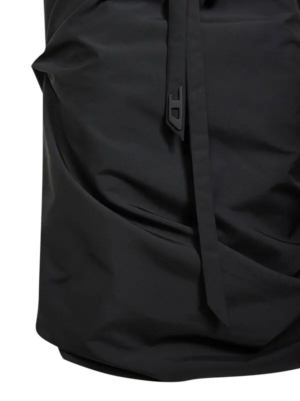 DIESEL® Black Taffeta Square Neck Dress With Draped Skirt