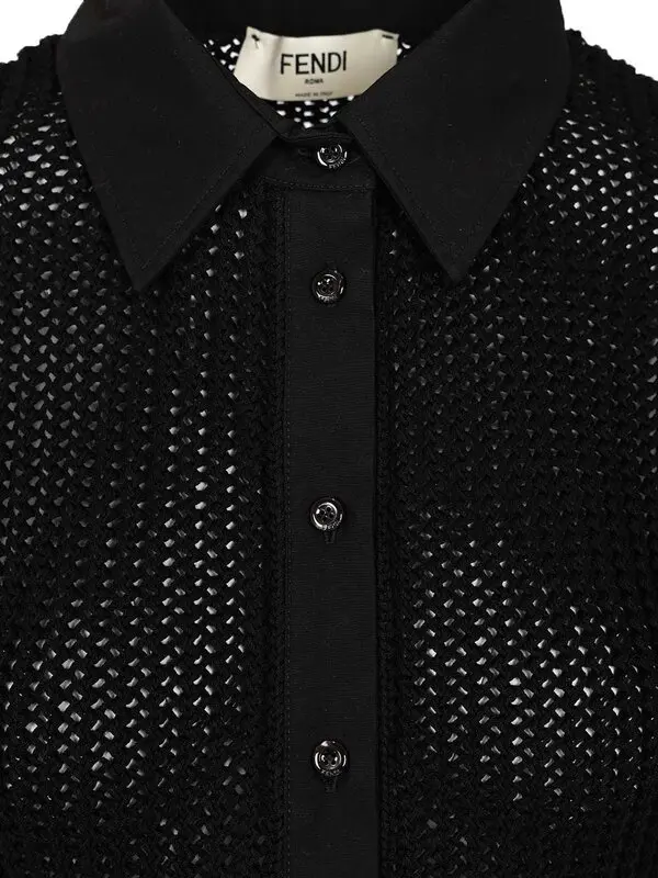 Fendi Cotton Mesh Shirt With Embroidered Logo