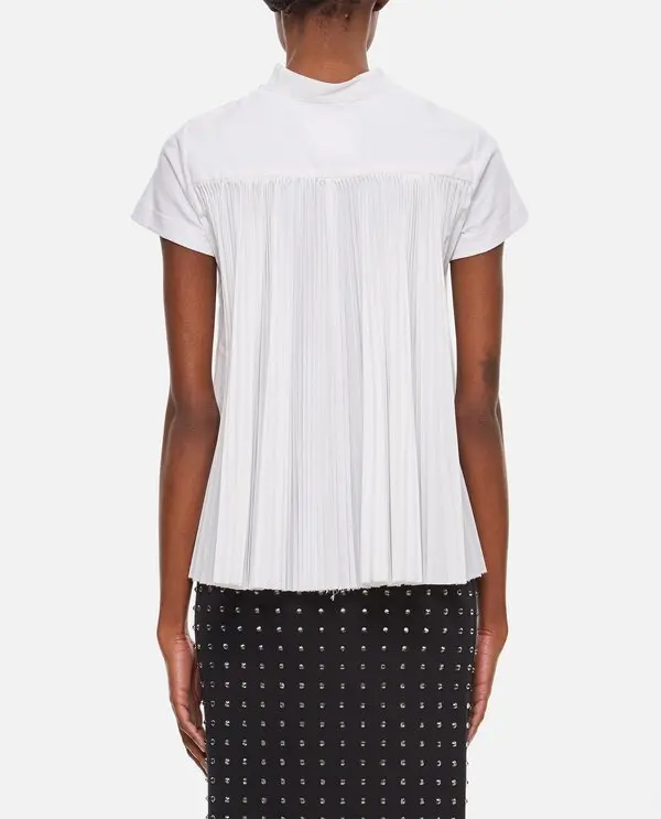 Sacai Cotton T-shirt With Pleated Back - Multicolor