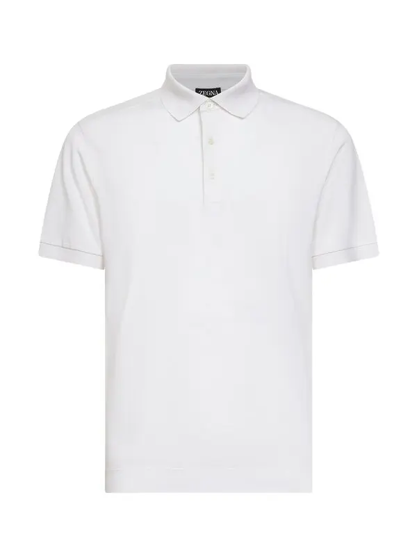Zegna White Cotton And Silk Pique Polo Shirt - Multicolor