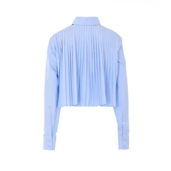 Sportmax Light Cotton Blend Pleated Shirt - Blue
