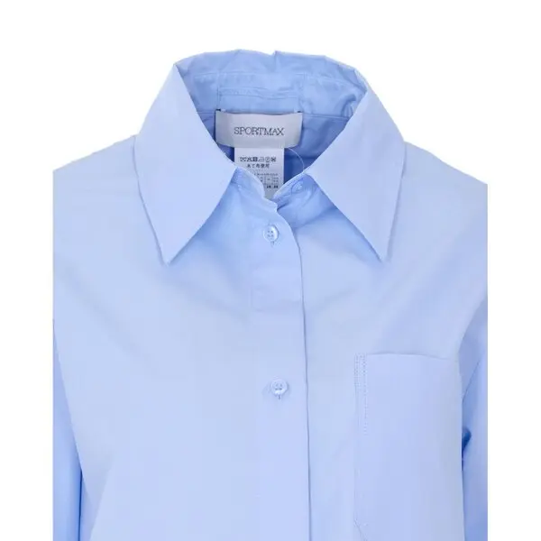 Sportmax Light Cotton Blend Pleated Shirt - Blue