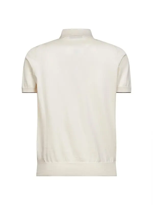 Brunello Cucinelli Ivory Lightweight Cotton Knit Polo Shirt