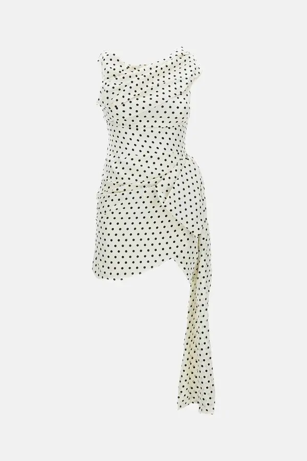 SELF-PORTRAIT Polka Dot Satin Mini Dress