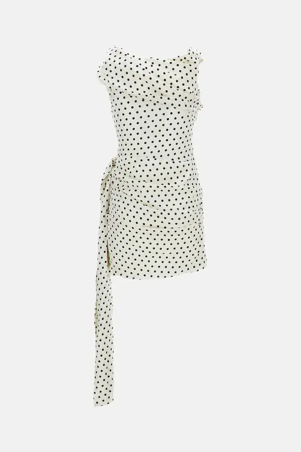 SELF-PORTRAIT Polka Dot Satin Mini Dress