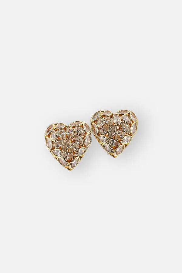 SELF-PORTRAIT Embellished Heart Earrings - Multicolor