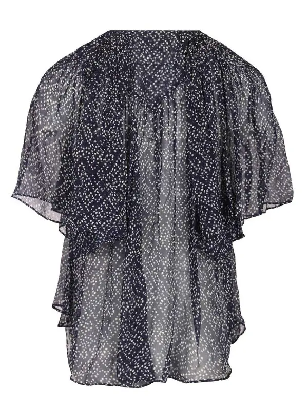 Isabel Marant Étoile Floral Pattern Tie Neck Short Sleeve Top - Blue