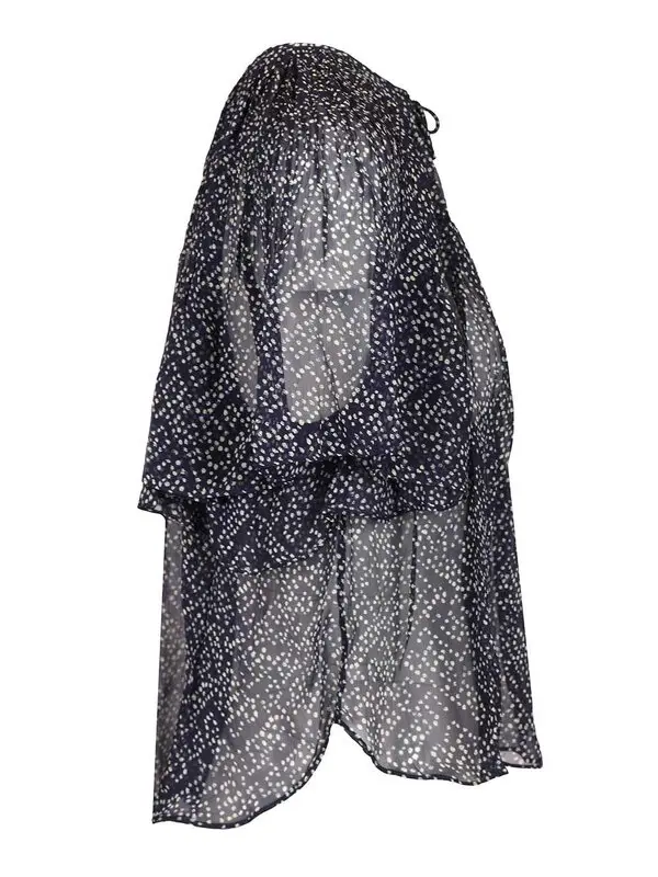 Isabel Marant Étoile Floral Pattern Tie Neck Short Sleeve Top - Blue