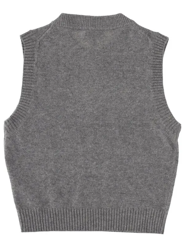 GANNI Graphic Wool Blend Vest - Gray