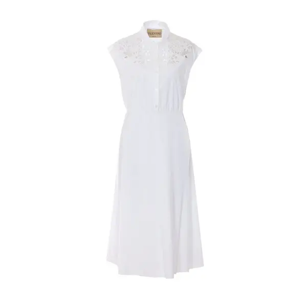 Valentino Garavani Embroidered Midi Dress - White