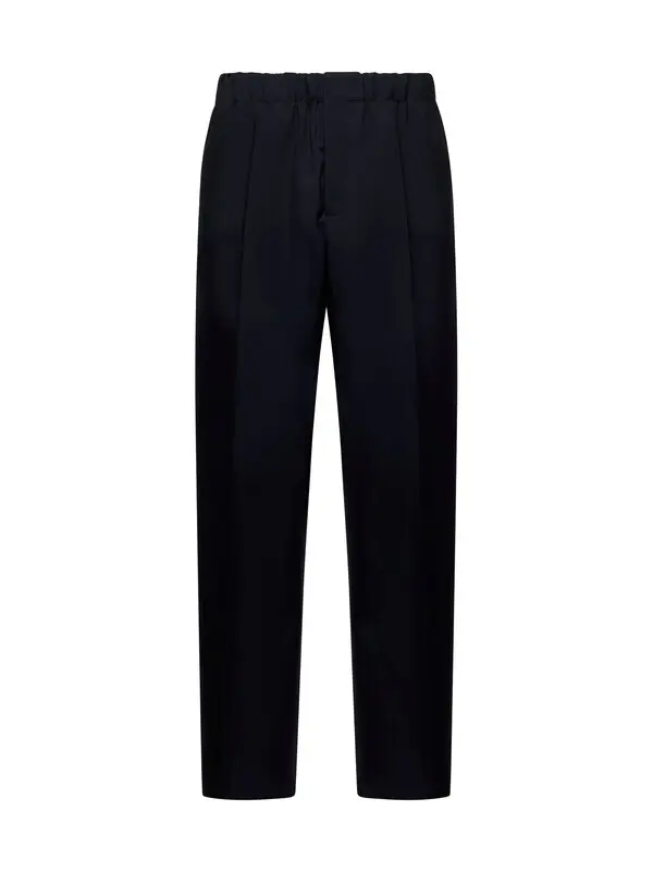 JIL SANDER Blue Gabardine Tapered Trousers