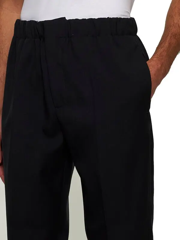 JIL SANDER Blue Gabardine Tapered Trousers