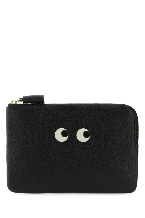 ANYA HINDMARCH Leather Loose Pocket Eyes Pouch - Black