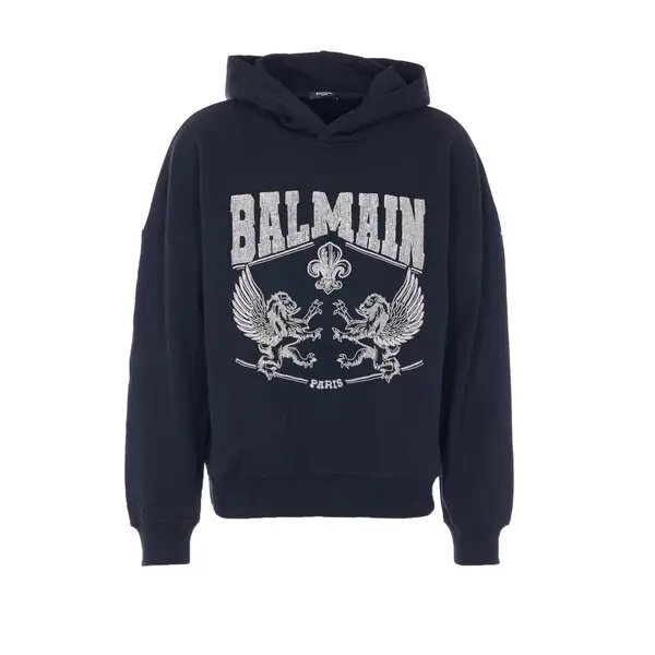 Balmain Crystal Embellished Hoodie - Silver