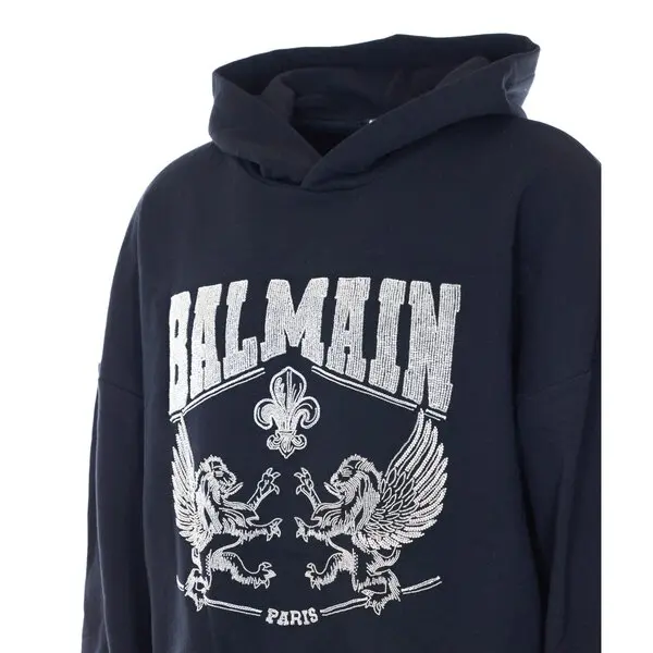 Balmain Crystal Embellished Hoodie - Silver