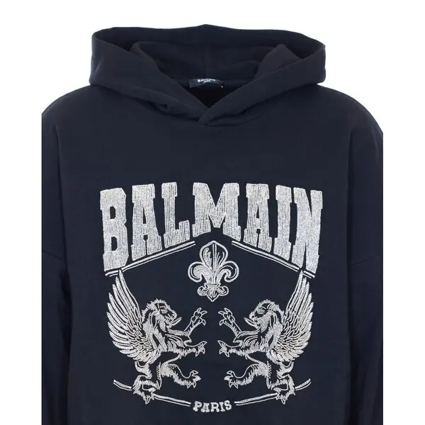 Balmain Crystal Embellished Hoodie - Silver