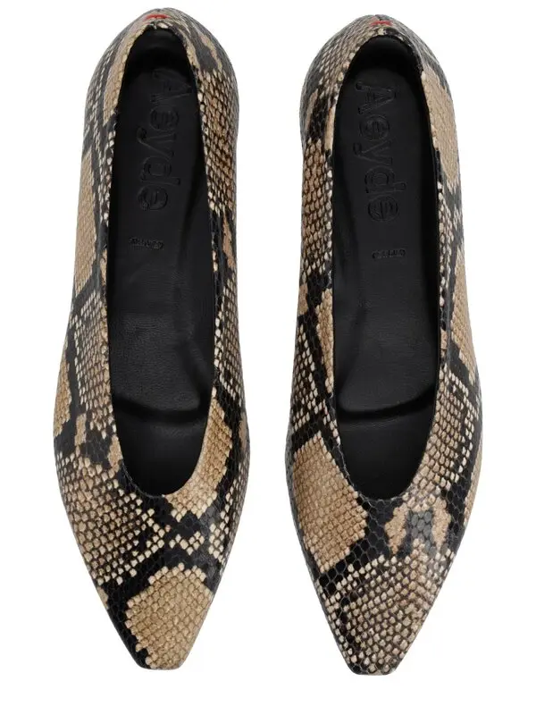 AeydĒ Ballerina Betty Snake Print Calf Leather Flats - Multicolor