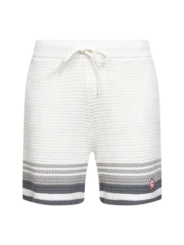 Casablanca Crochet Cotton Shorts With Striped Hem - Multicolor
